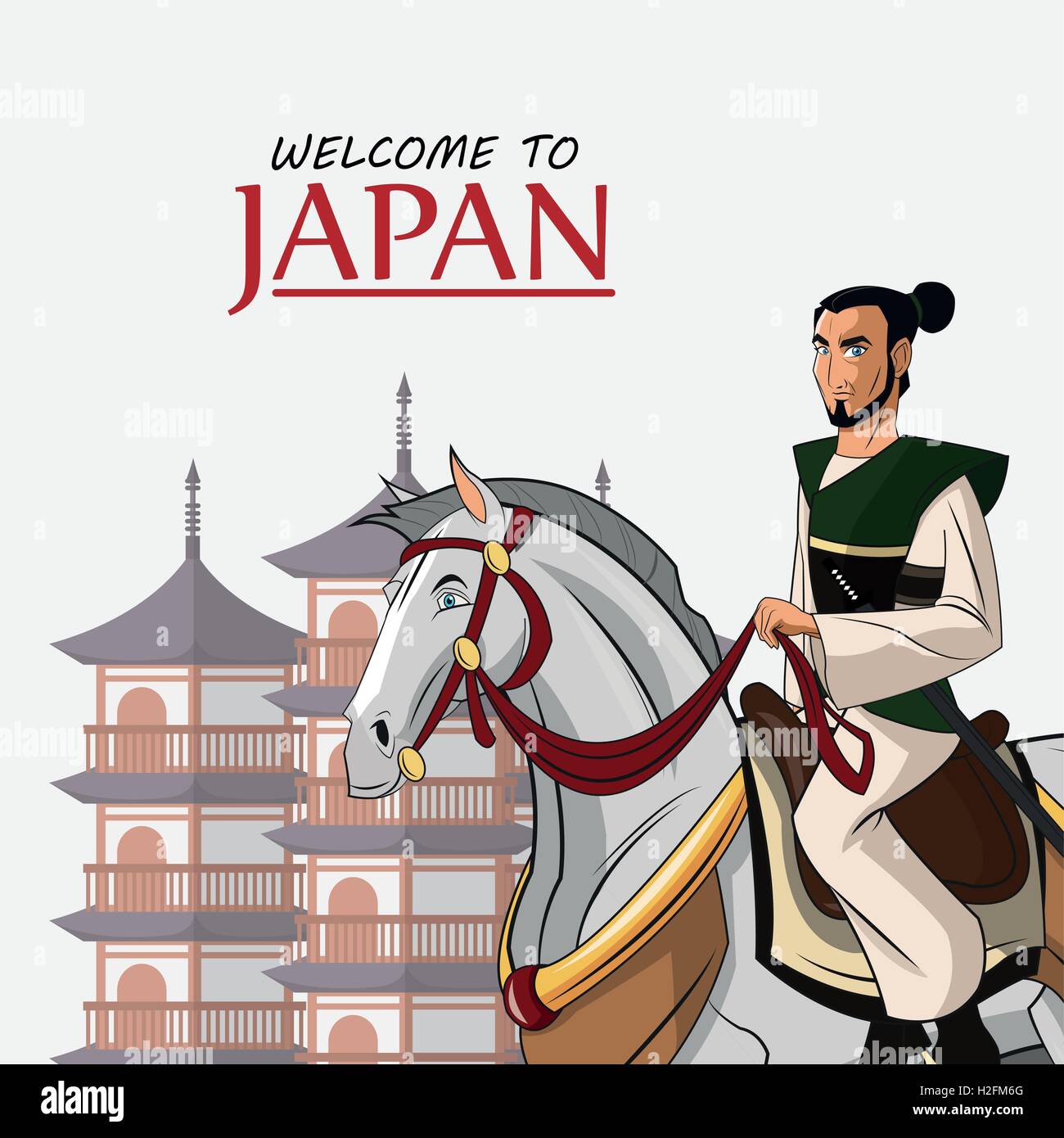 Samurai and horse cartoon design Stock Vector Image & Art - Alamy