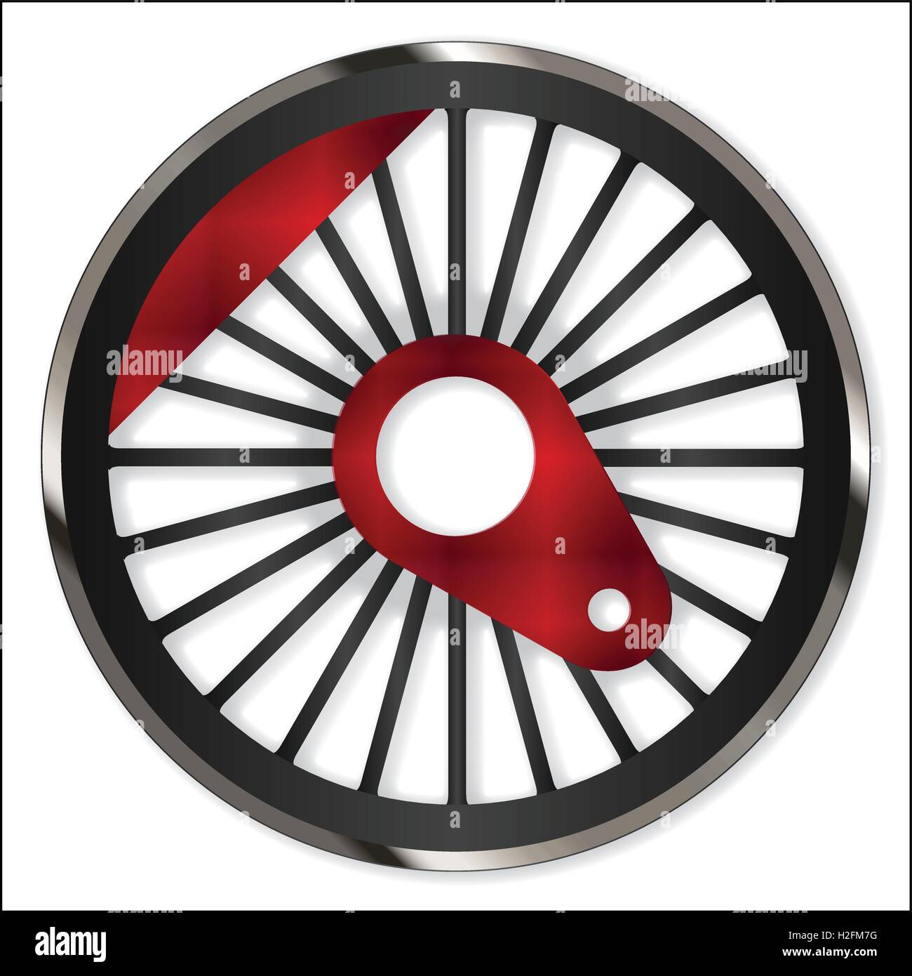 A single steam train driving wheel isolated on white Stock Vector Image ...