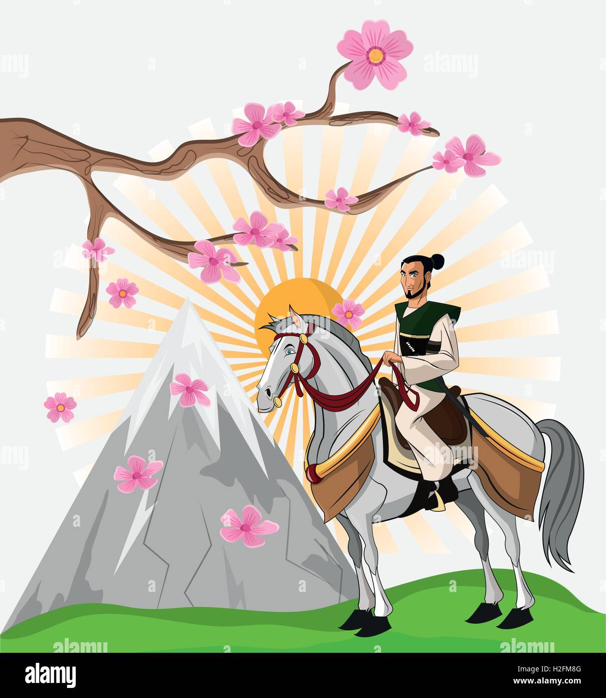 Samurai and horse cartoon design Stock Vector Image & Art - Alamy