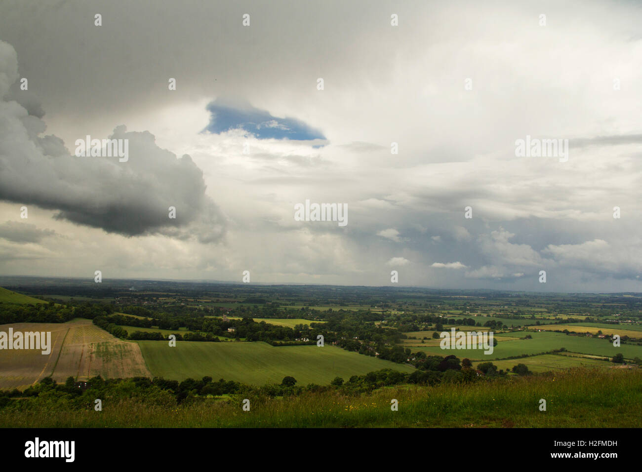 Cloudy view over the Chilterns in Buckinghamshire, England Stock Photo ...