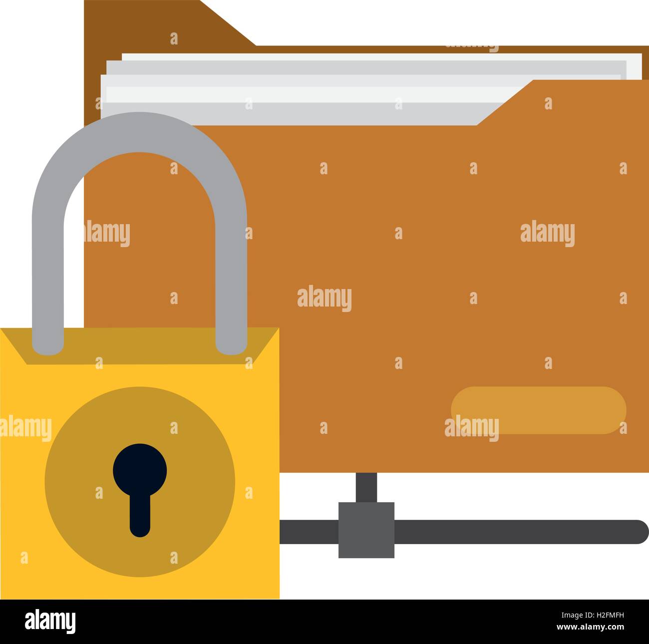 file folder and safety lock icon Stock Vector Image & Art - Alamy