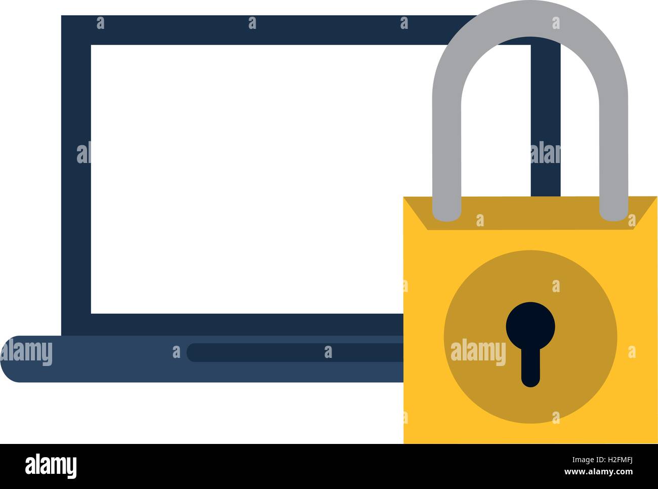computer and safety lock icon Stock Vector Image & Art - Alamy