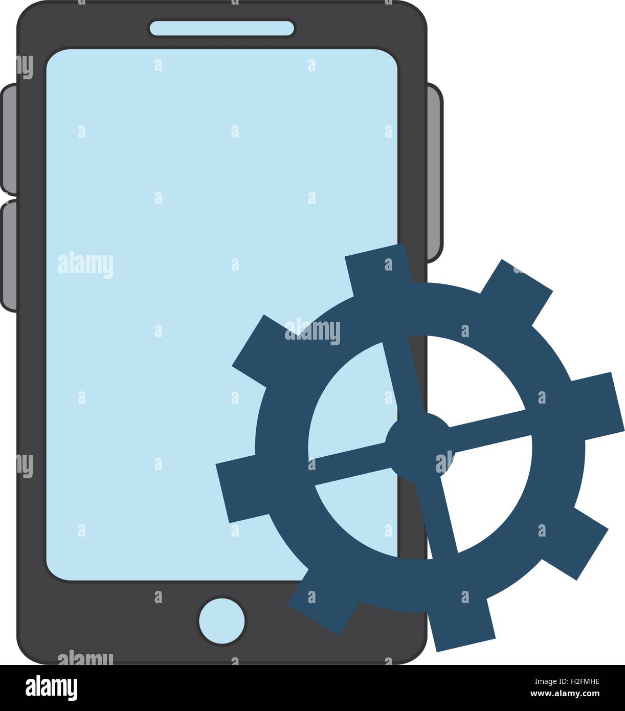 modern cellphone and gear icon Stock Vector Image & Art - Alamy
