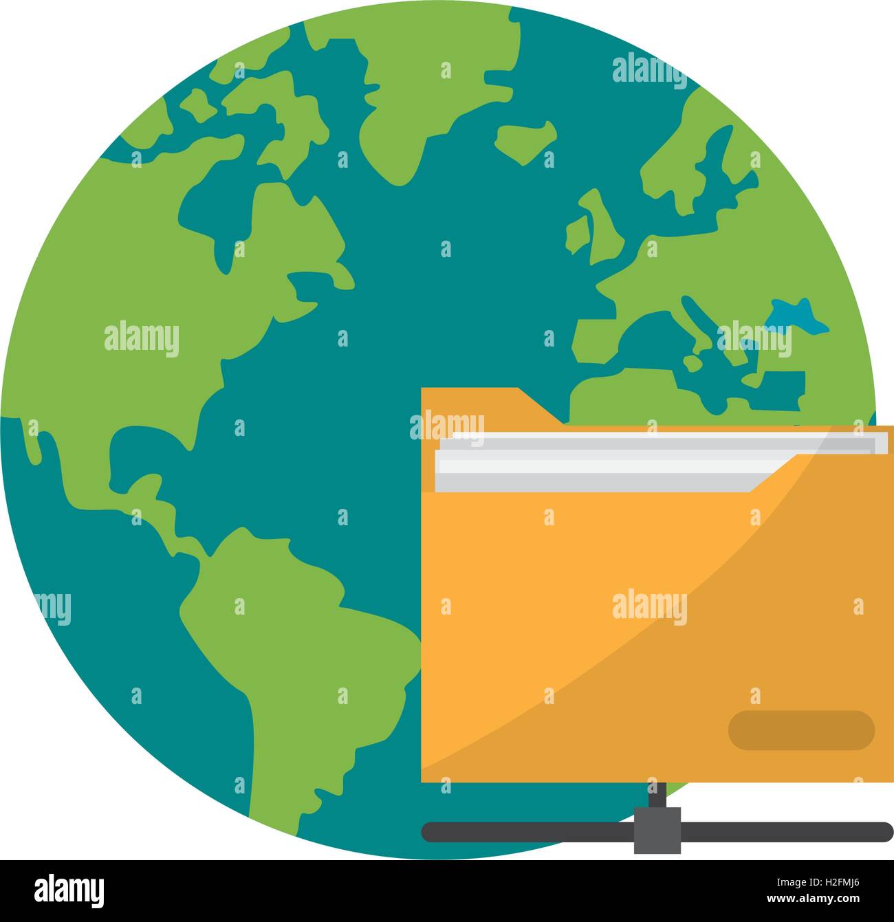 earth globe and file folder icon Stock Vector Image & Art - Alamy