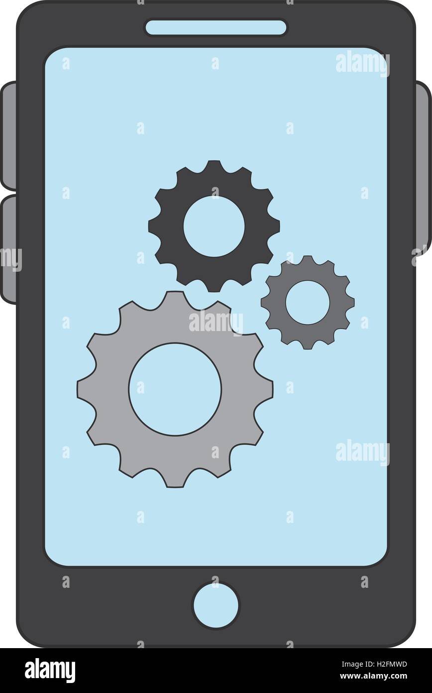 modern cellphone and gear icon Stock Vector Image & Art - Alamy