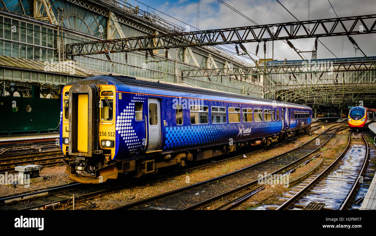 ScotRail passenger train arriving at Central Station in Glasgow ...