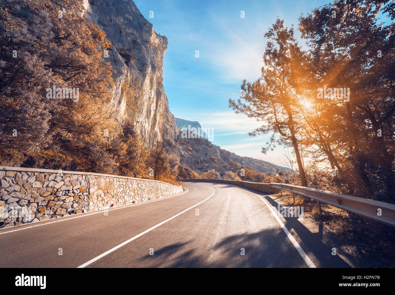 Asphalt road. Colorful landscape with beautiful mountain road with a ...