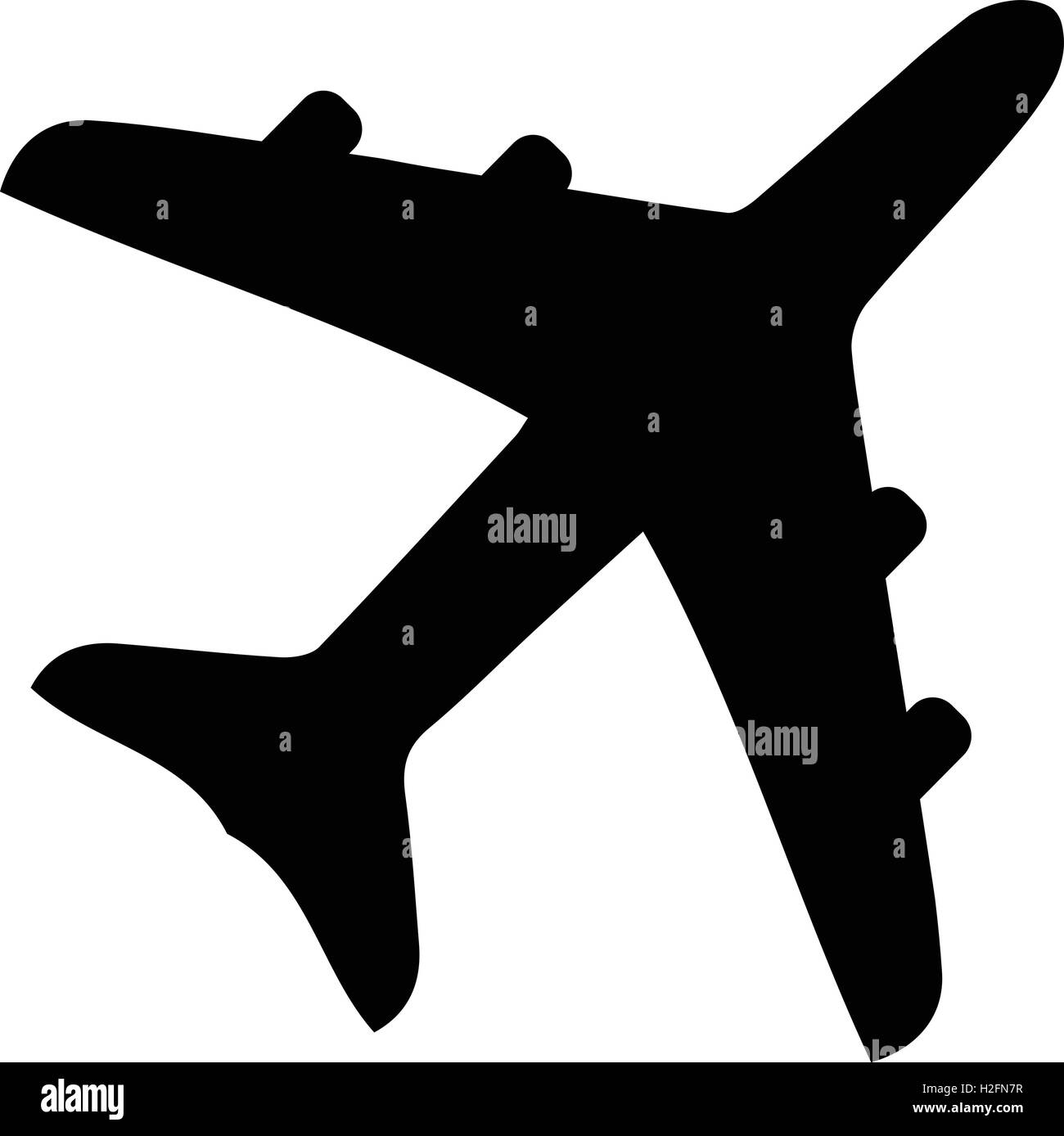 Airplane with turbine engines symbol, black isolated vector ...