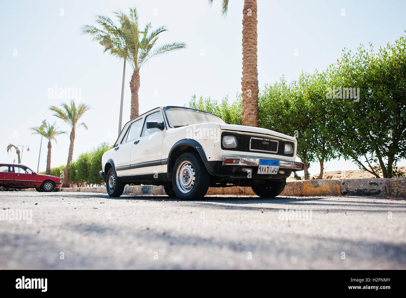 Hurghada, Egypt -20 August 2016: Fiat/ Nasr 128 GLS berline car with ...