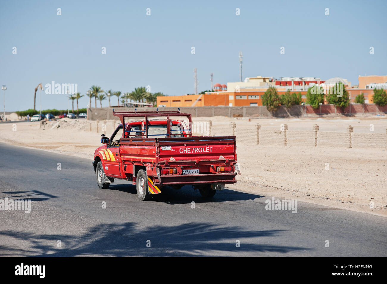Hurghada, Egypt -20 August 2016: Chevrolet pickup car with Egypt ...