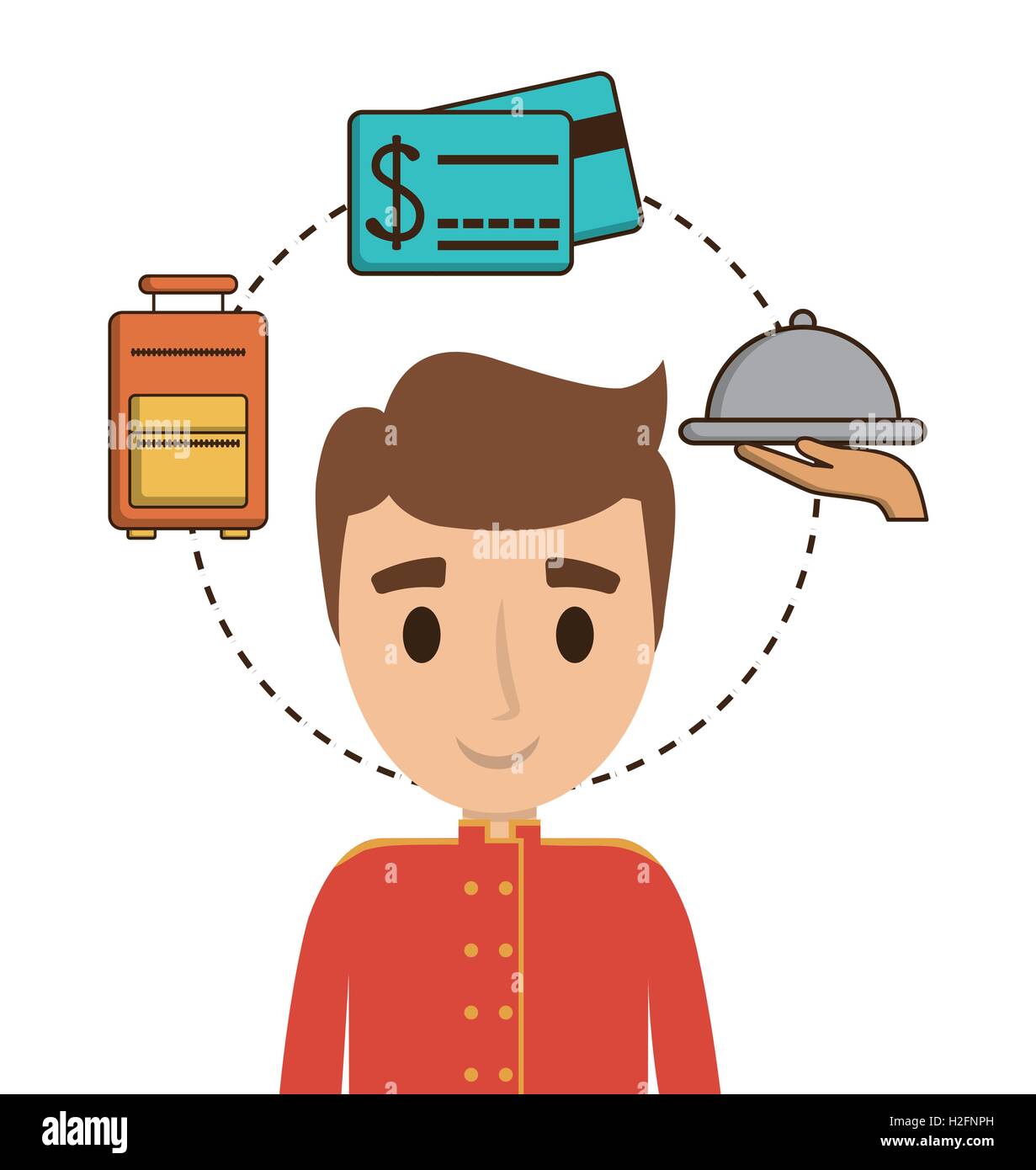 Bellboy and icon set of hotel service design Stock Vector Image & Art ...