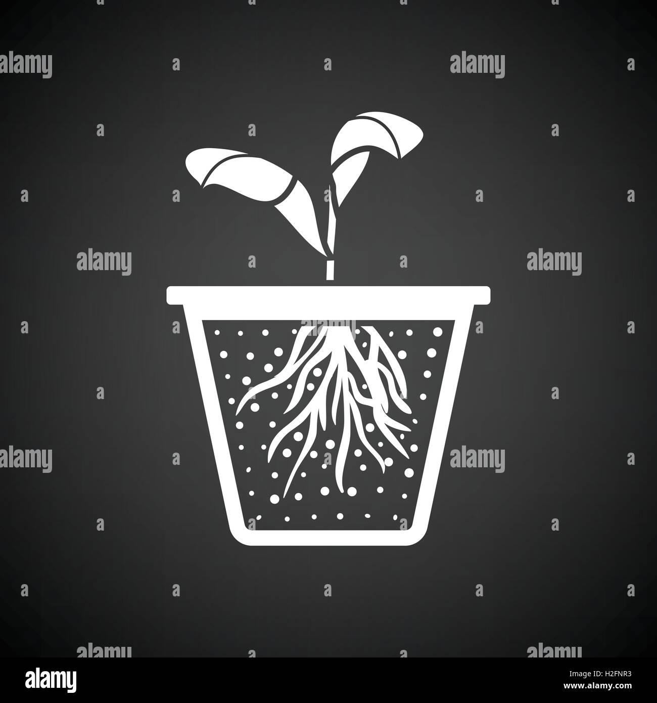 Seedling icon. Black background with white. Vector illustration Stock ...