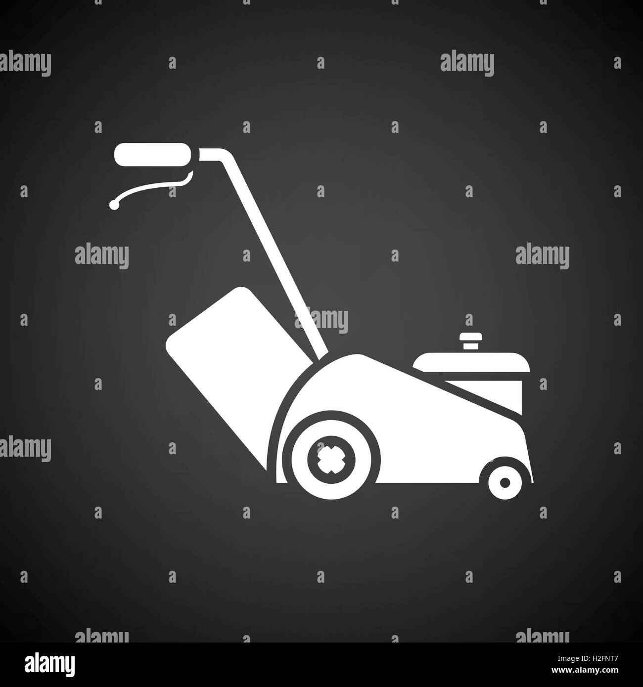 Lawn mower icon. Black background with white. Vector illustration Stock ...