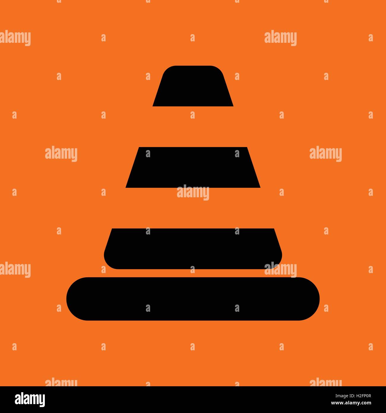 Icon of Traffic cone. Orange background with black. Vector illustration ...