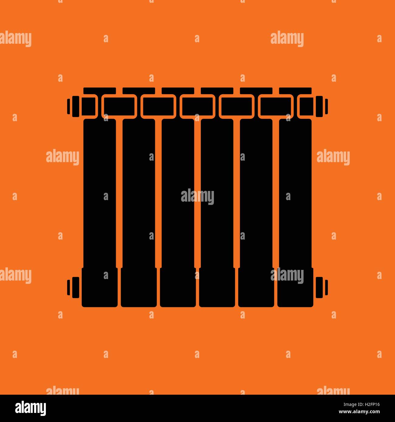 Icon of Radiator. Orange background with black. Vector illustration ...