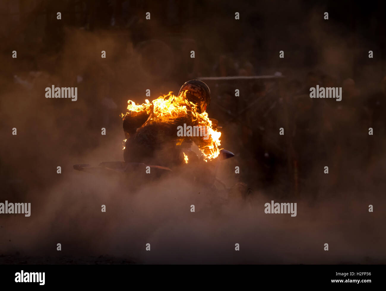 fiery rider a quad bike Stock Photo - Alamy