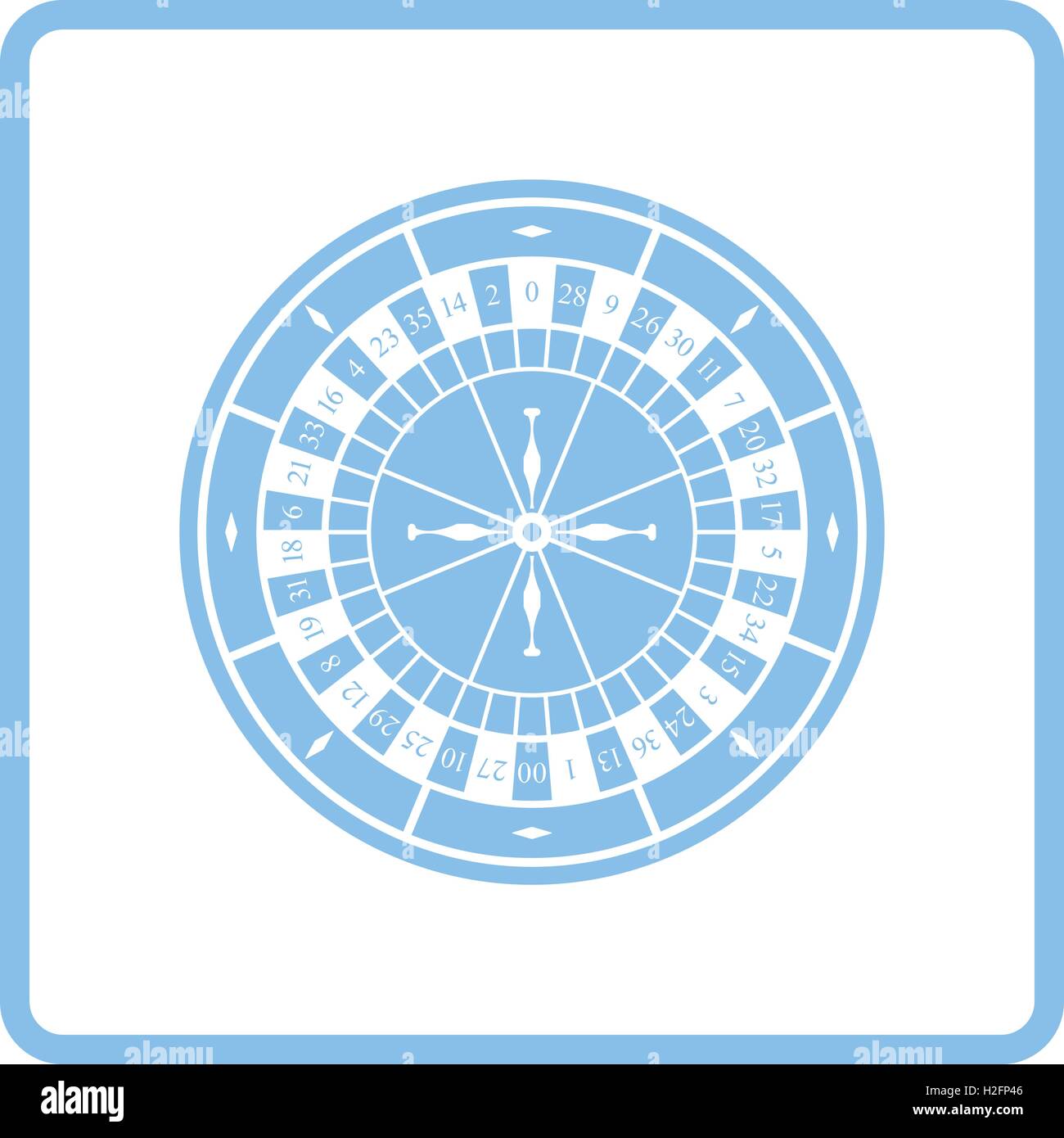Roulette wheel icon. Blue frame design. Vector illustration Stock ...