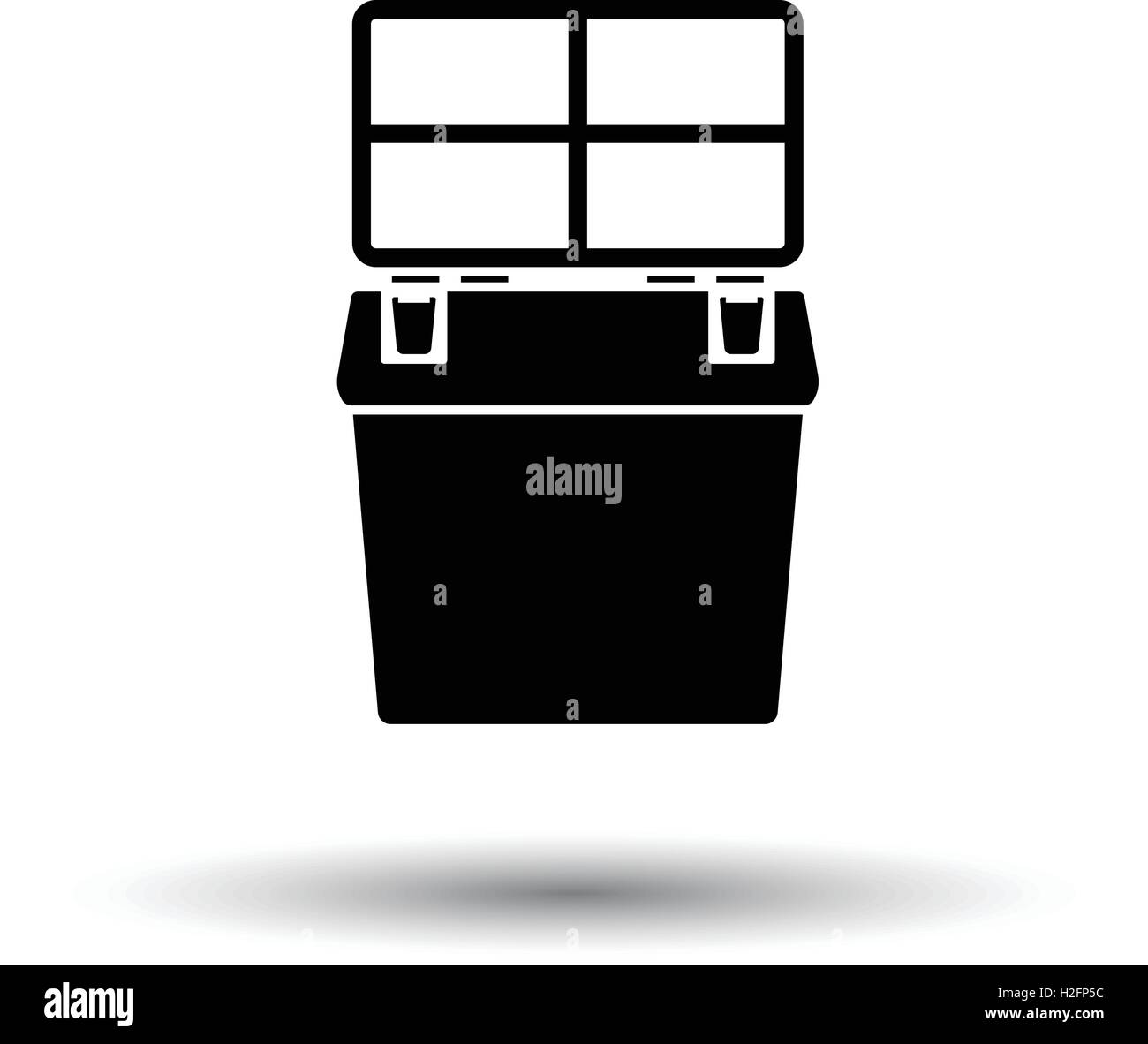 Icon of Fishing opened box. White background with shadow design. Vector ...