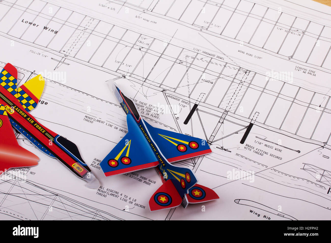 Making toy aircraft ready to fly with detailed instructions Stock Photo ...