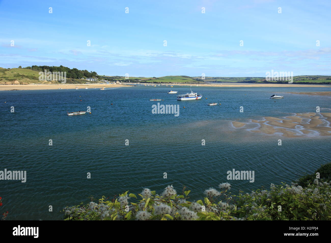 Early autumn view of Camel estuary/Rock viewed from Padstow, North ...