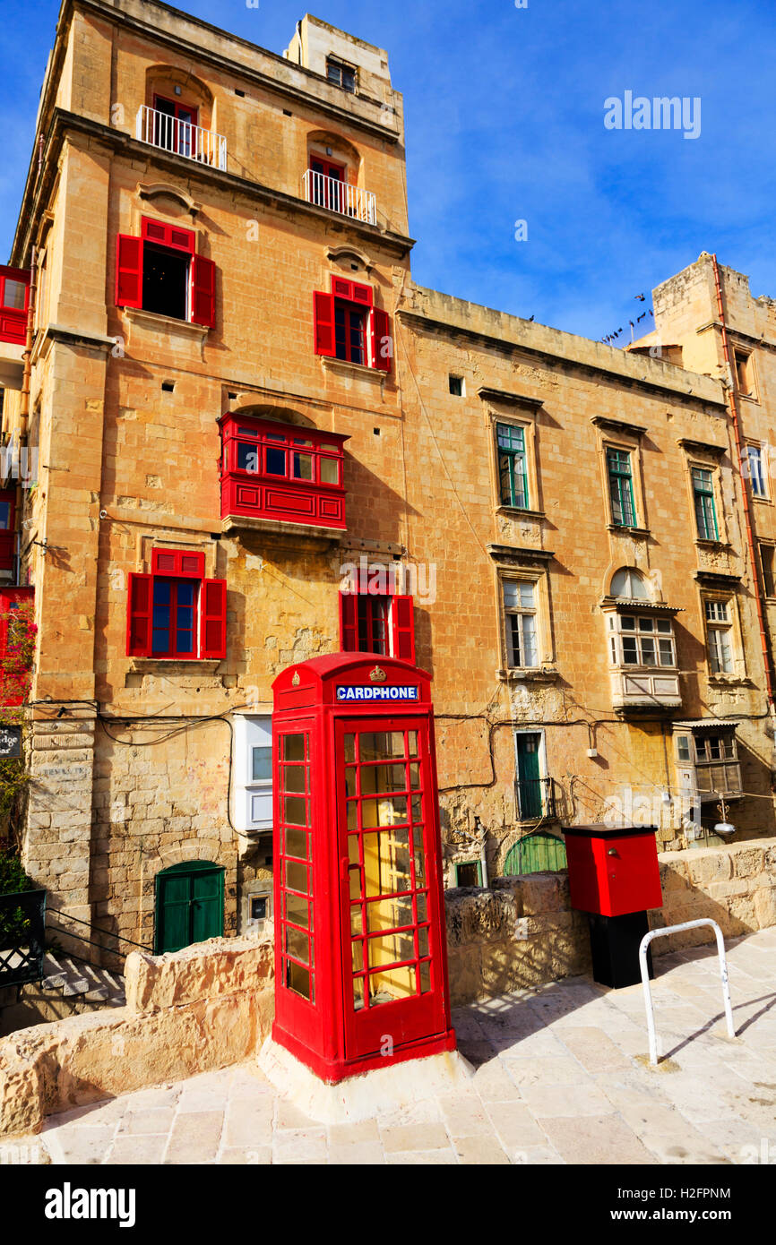 Old red British telephone box, Valletta, Malta Stock Photo - Alamy