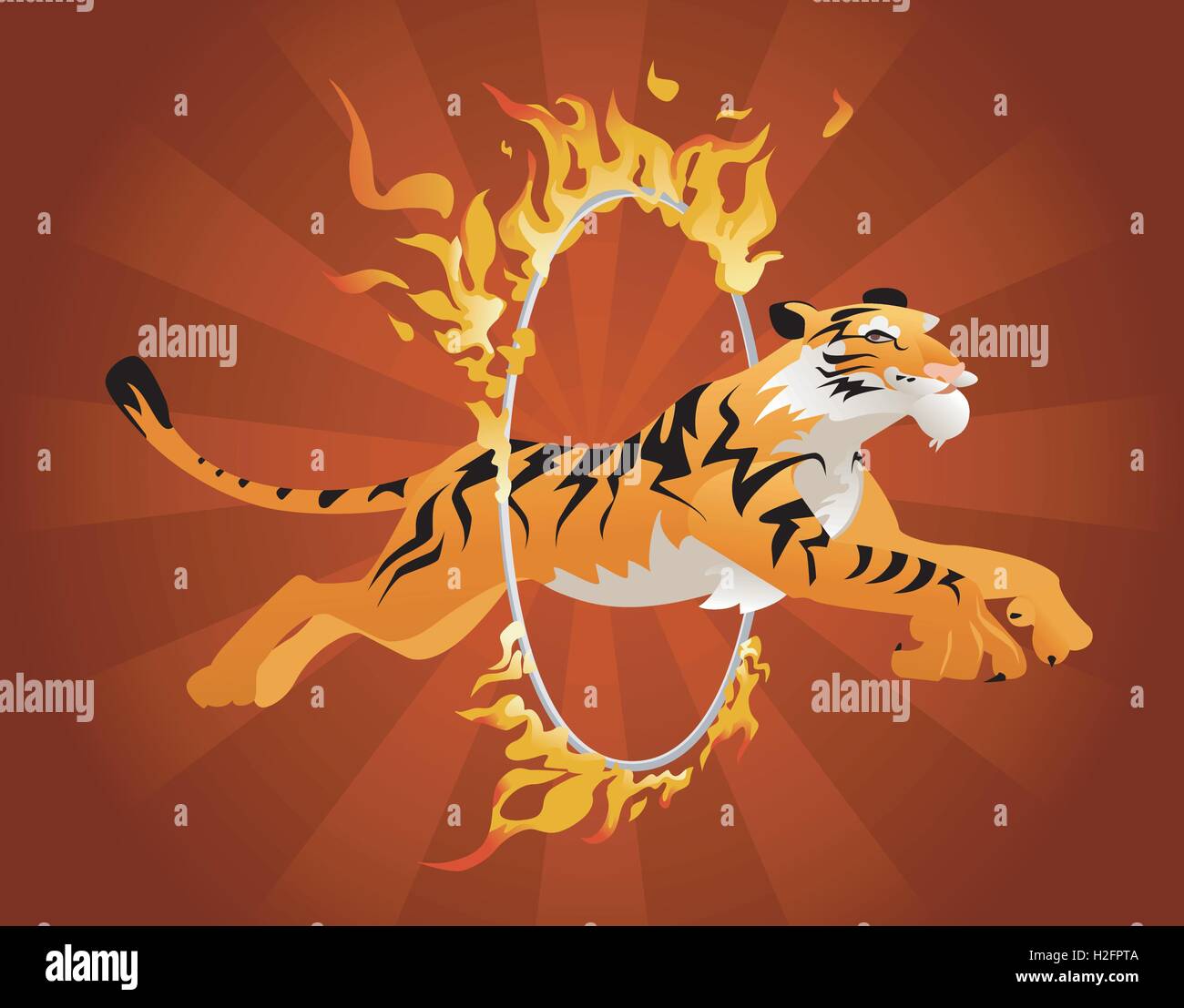 Tiger jumping through a hoop of fire Stock Vector Image & Art - Alamy
