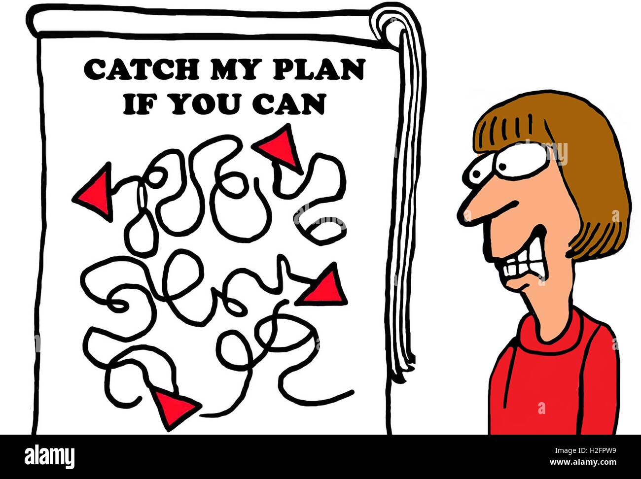 Business color illustration of a grimacing businesswoman standing ...