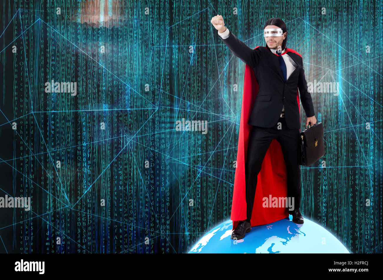 Man with superpowers ruling the world Stock Photo - Alamy