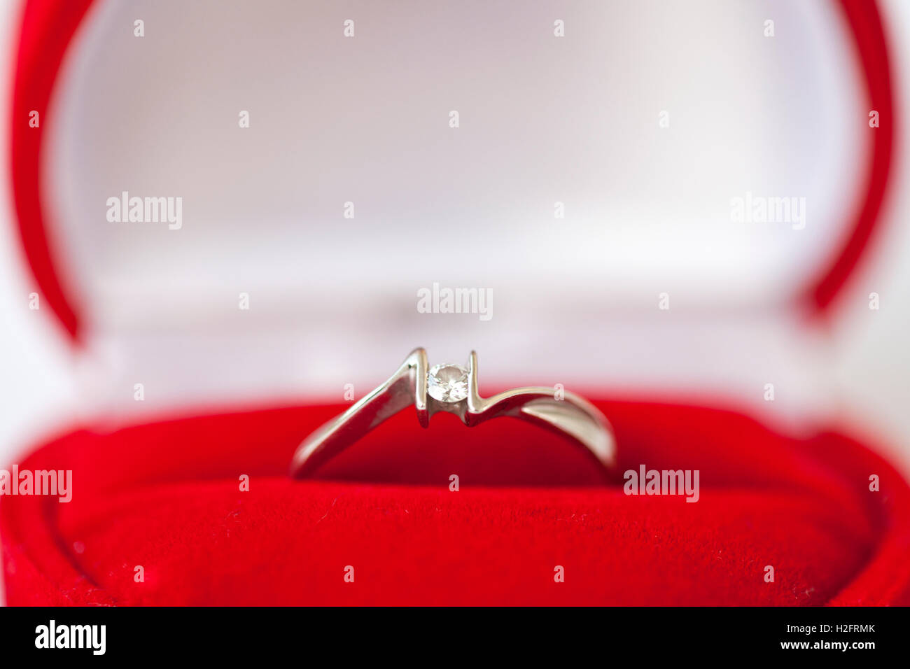 Beautiful engagement ring in red box Stock Photo - Alamy