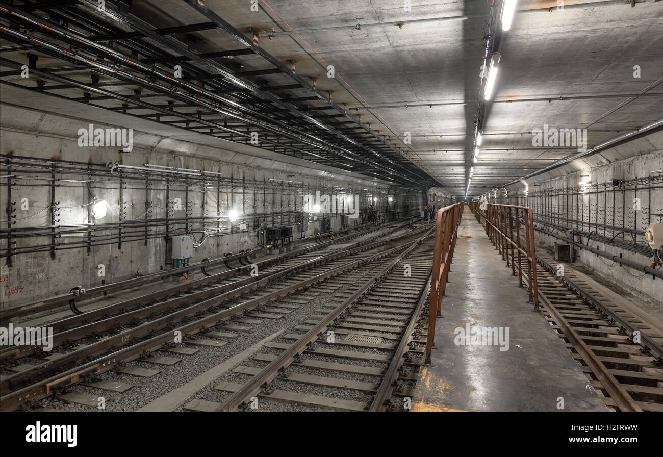 Platform for train driver in the new subway tunnel Stock Photo - Alamy