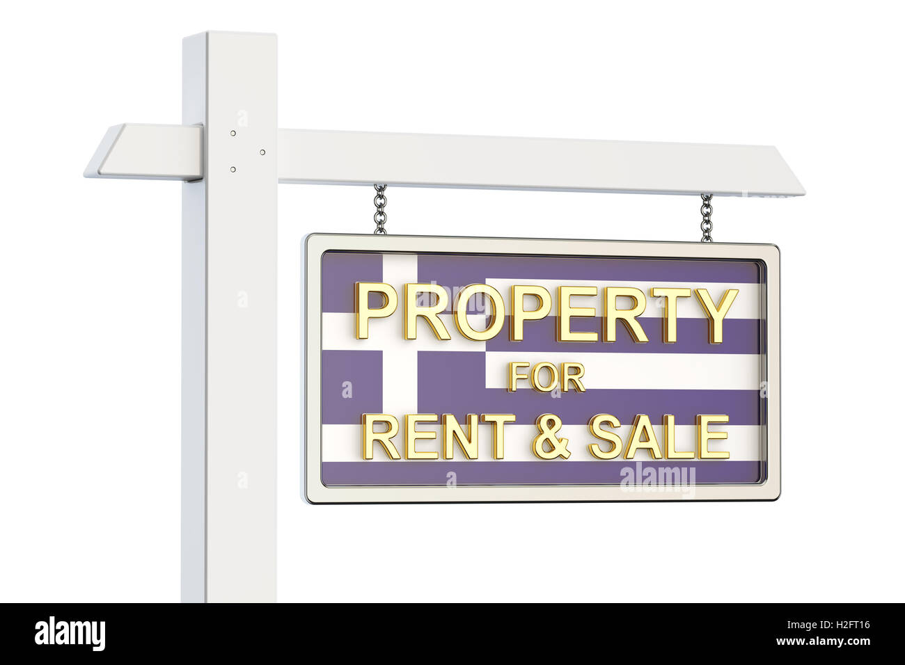 Property for sale and rent in Greece concept. Real Estate Sign, 3D ...