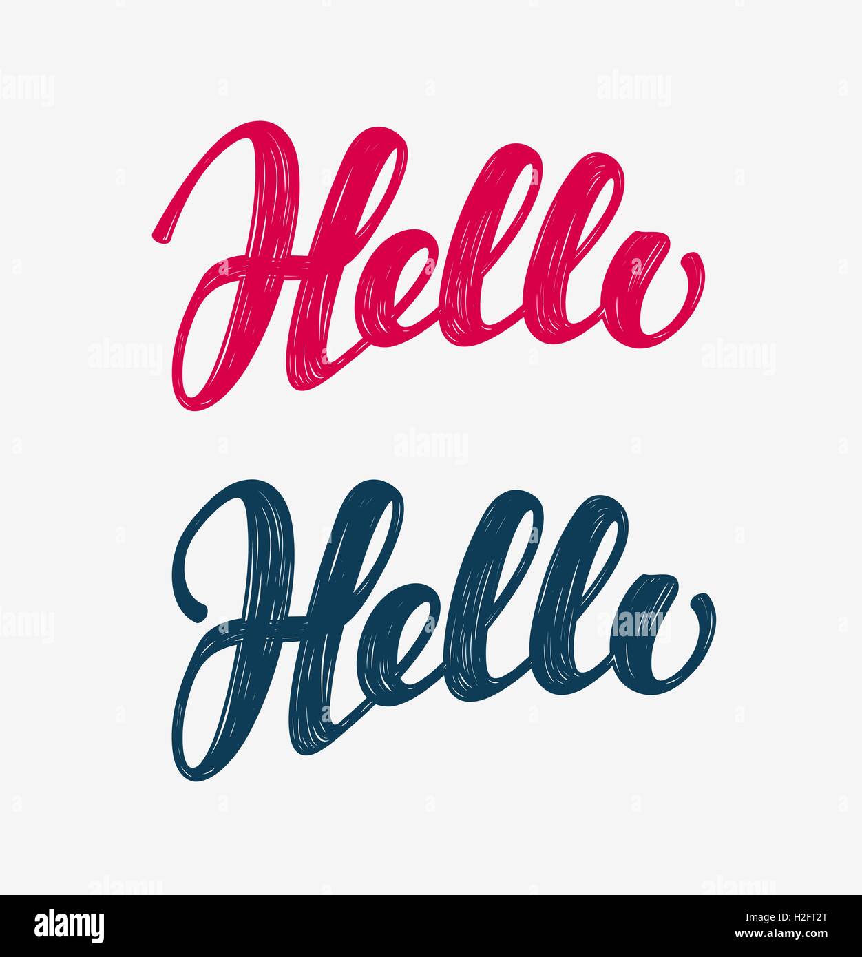 Hello grunge doodle. Lettering calligraphic inscription. Vector ...