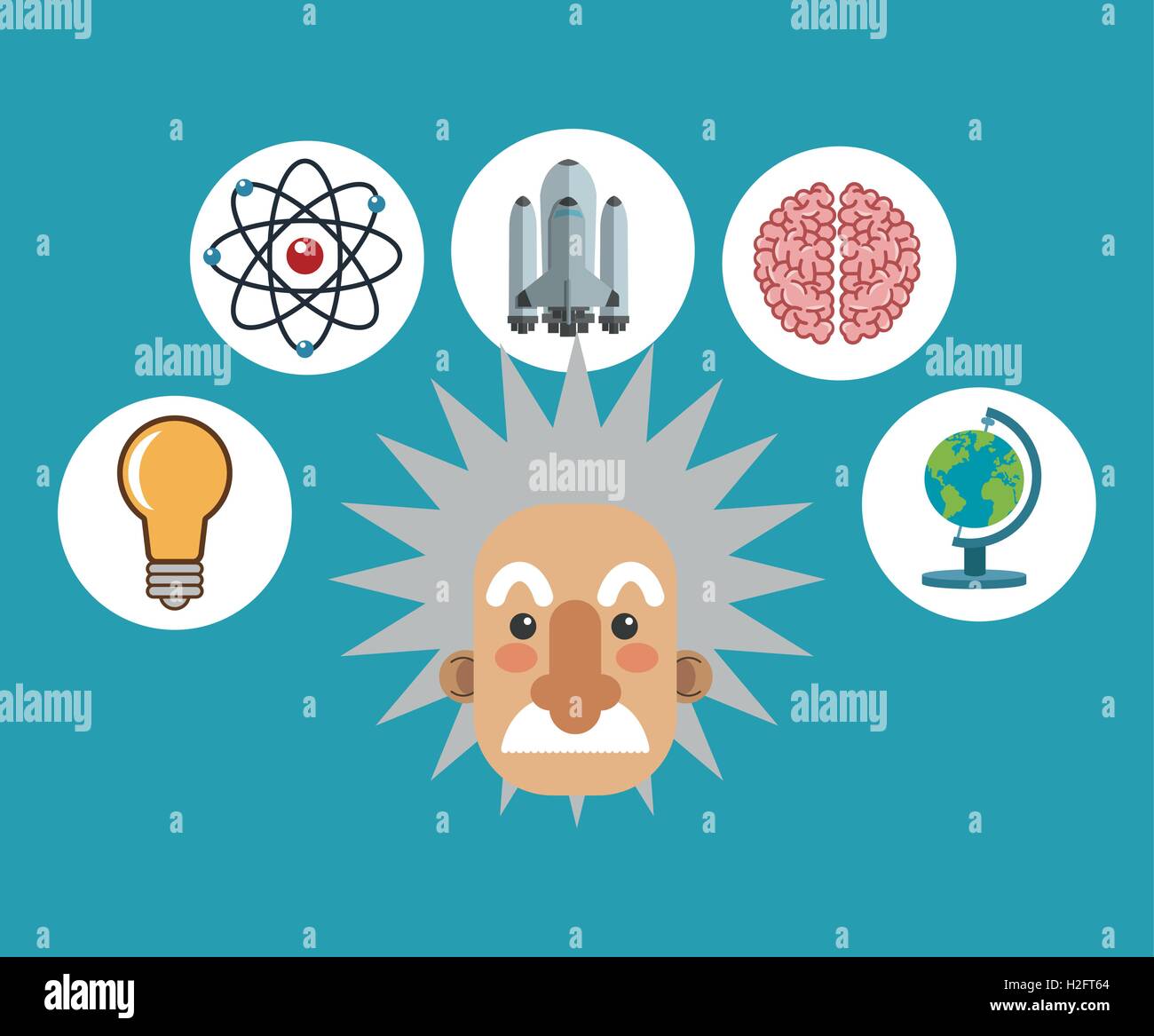 albert einstein with science related icons image Stock Vector Image ...