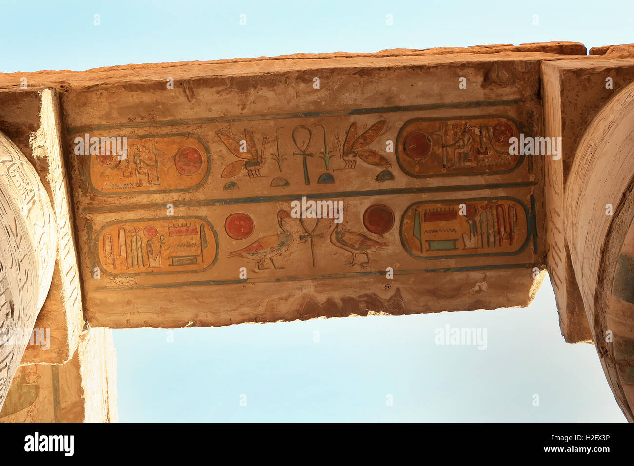 Beautiful heiroglyphs with original bright colors in the most important ...
