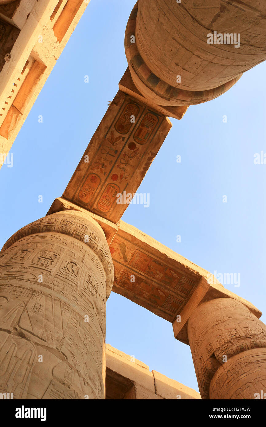 Beautiful heiroglyphs with original bright colors in the most important ...