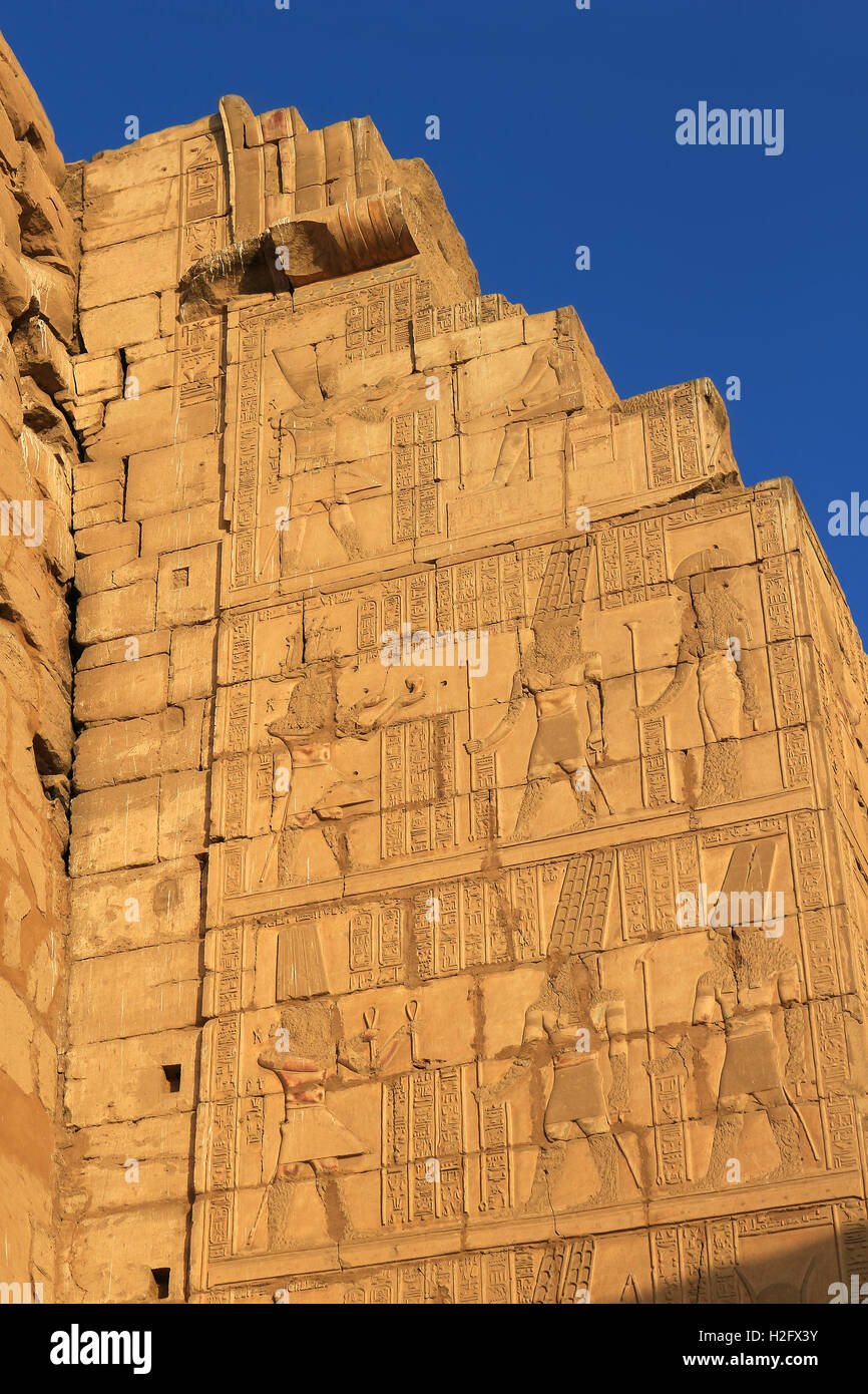 heiroglyphs and drawings of gods in the most important Pharaonic site ...