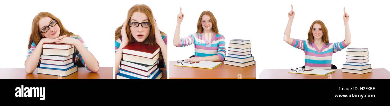 Young student with books isolated on white Stock Photo - Alamy