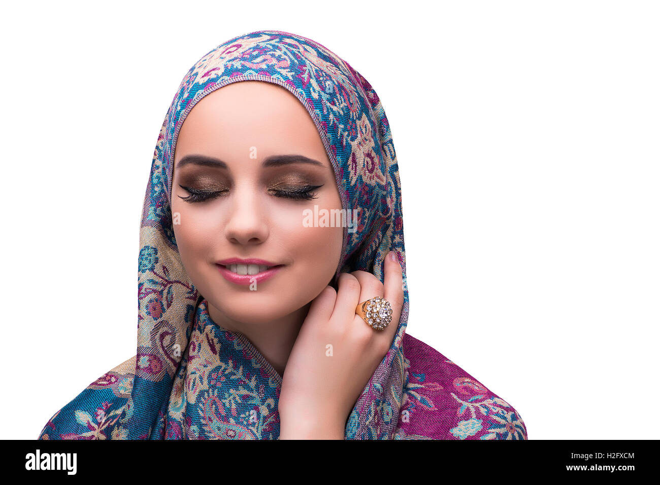 Woman in traditional muslim cover with ring Stock Photo - Alamy