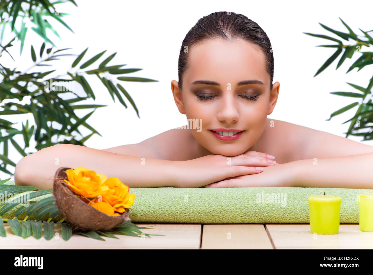 Young woman enjoying spa treatment Stock Photo - Alamy