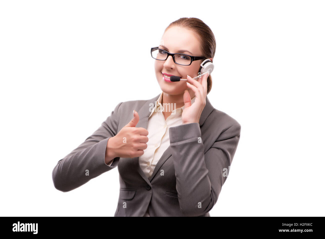 Call center operator isolated on white background Stock Photo - Alamy
