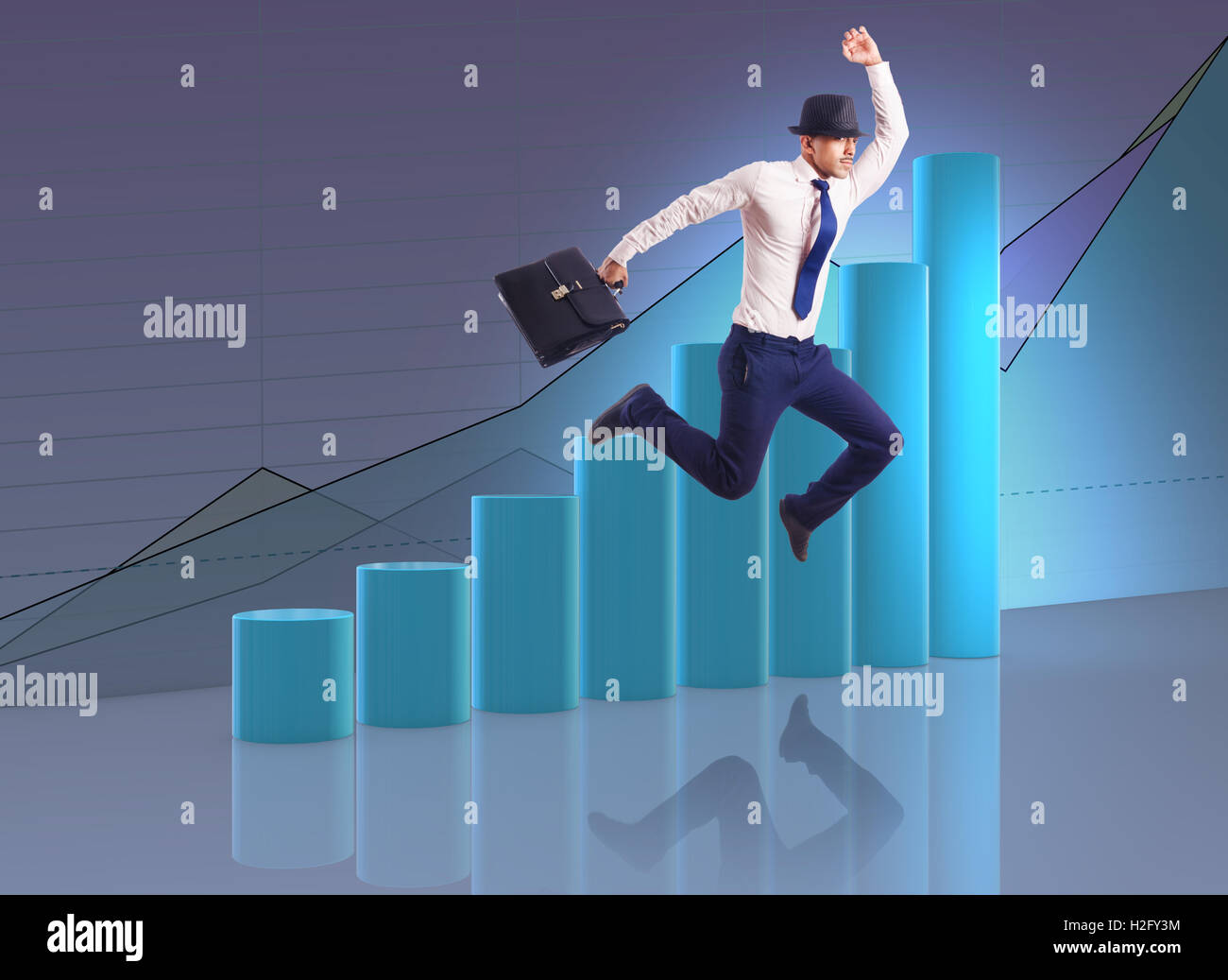 Businessman jumping in business concept Stock Photo - Alamy