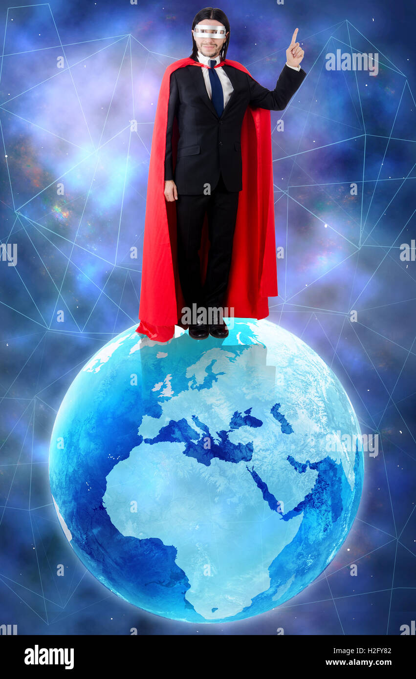 Man with superpowers ruling the world Stock Photo - Alamy