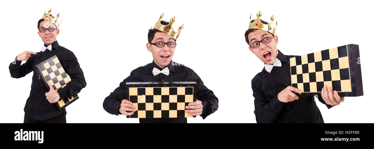 Funny chess player isolated on white Stock Photo - Alamy