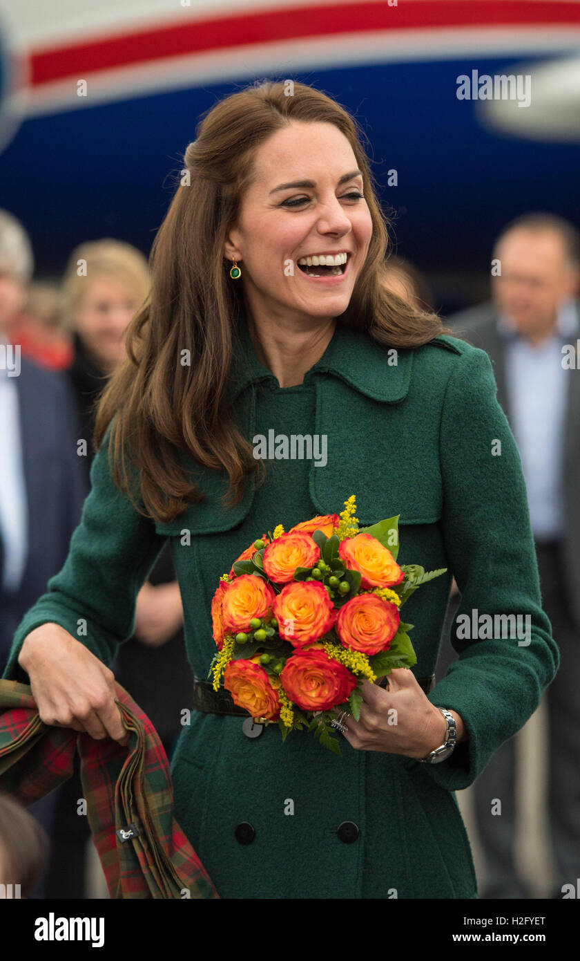 The Duchess of Cambridge arrives at Whitehorse Airport in Whitehorse ...