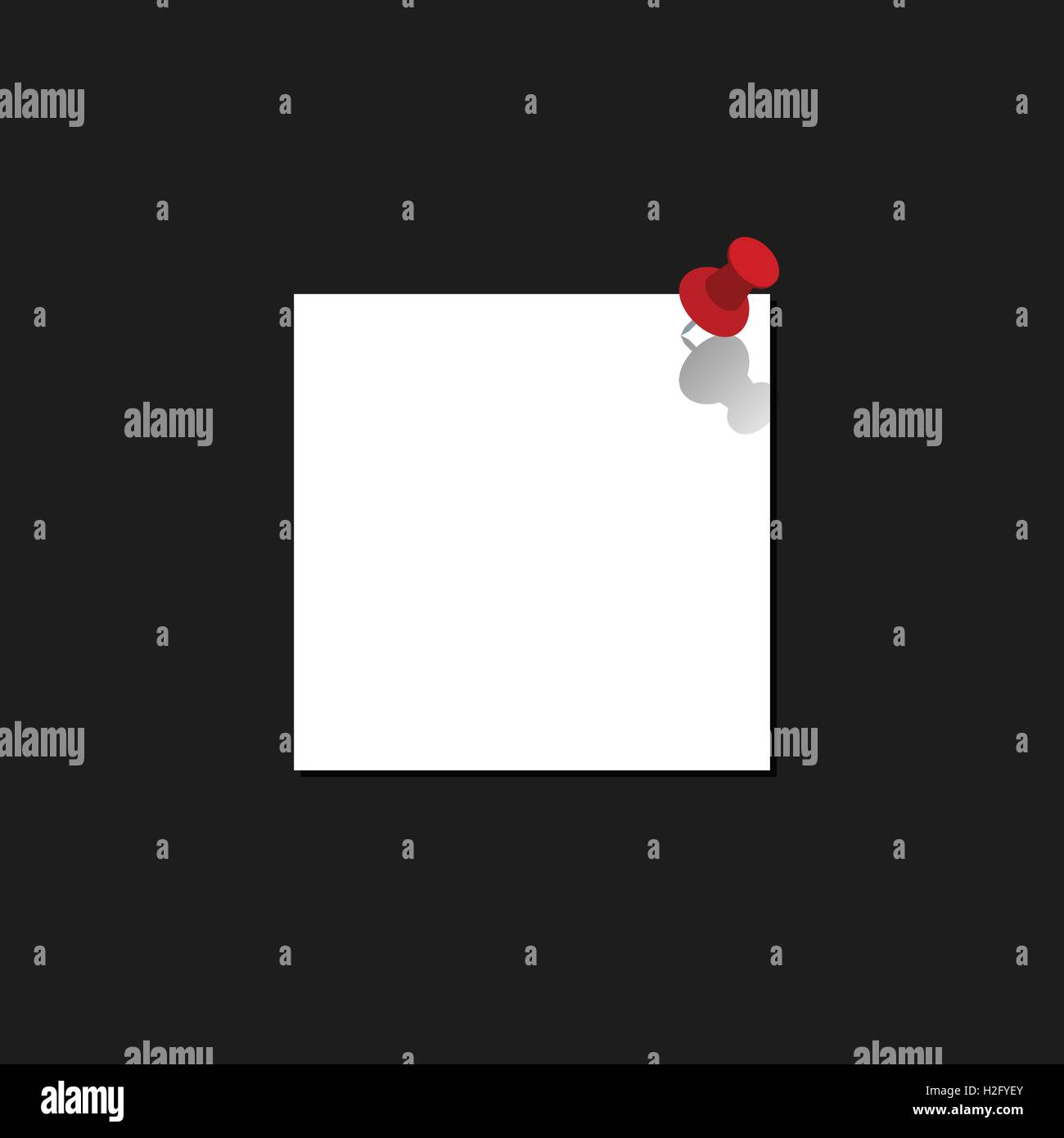 Note paper with pin isolated flat design vector illustration Stock ...