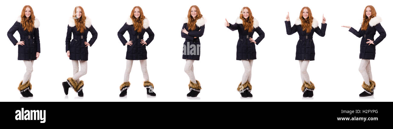 Pretty girl in warm clothes isolated on white Stock Photo - Alamy