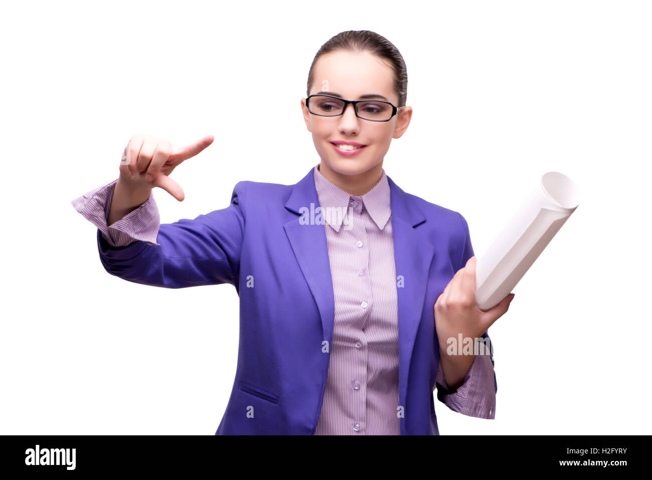 Young architect wth drawing isolated on white Stock Photo - Alamy