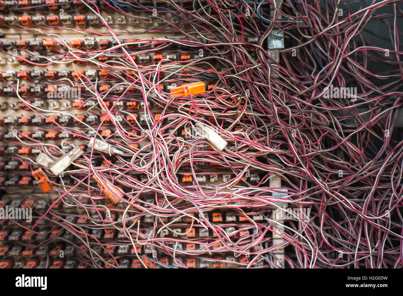 Switchboard panel with messy cables connections,The PABX Stock Photo ...