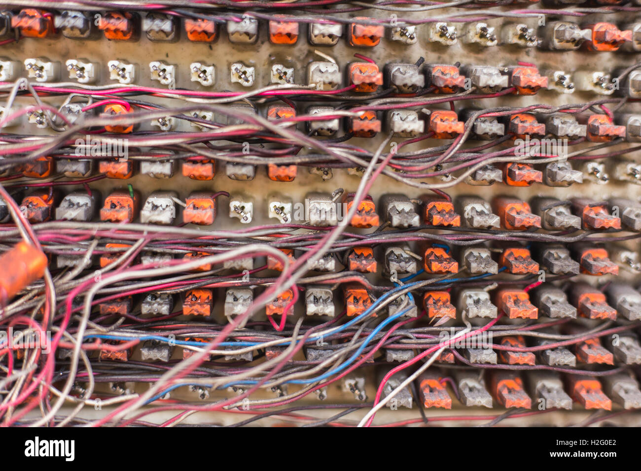 Switchboard panel with messy cables connections,The PABX Stock Photo ...