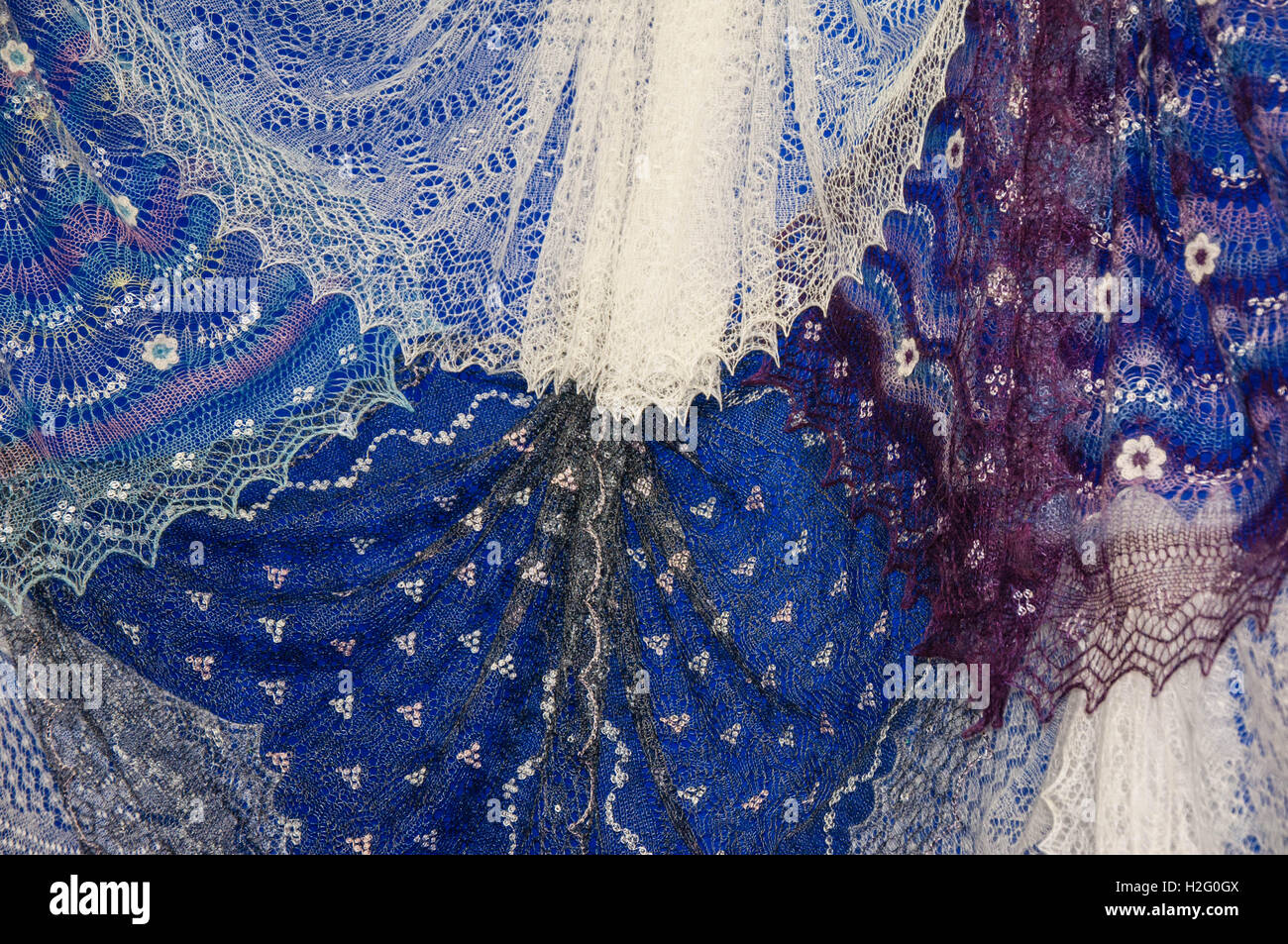 Patterns of the Orenburg downy shawl from delicate goat down Stock ...